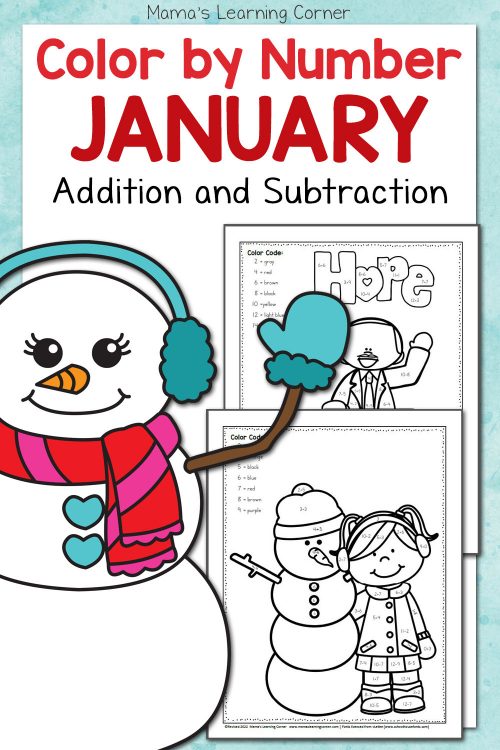 Color By Number Worksheets: January! - Mamas Learning Corner