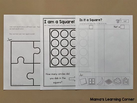 Square Worksheets for Preschool and Kindergarten - Mamas Learning Corner