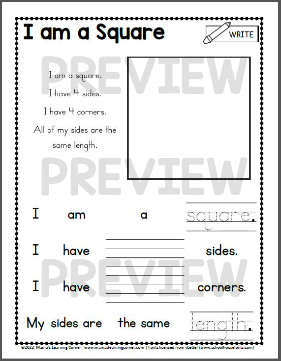 Square Worksheets and Booklet - Mamas Learning Corner