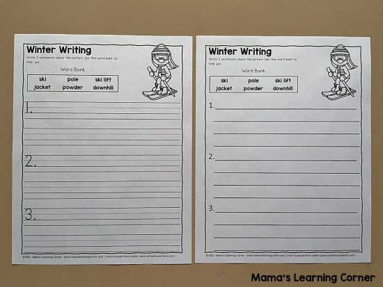 Winter Writing Sentences Worksheets - Mamas Learning Corner