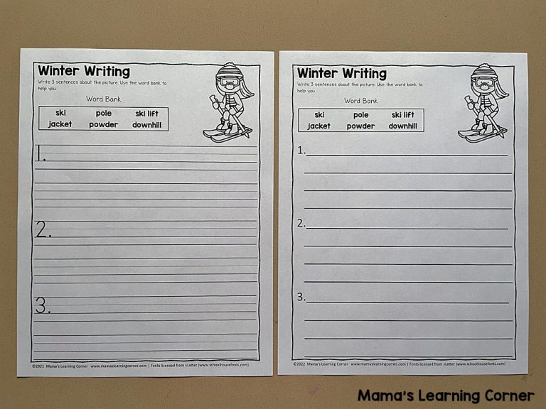 Winter Writing Sentences Worksheets - Mamas Learning Corner