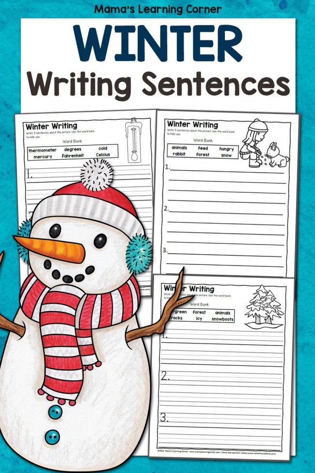 Winter Writing Sentences Worksheets - Mamas Learning Corner