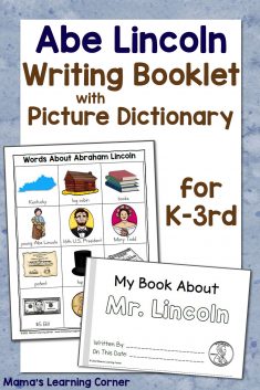 Abraham Lincoln Writing Booklet with Picture Dictionary - Mamas ...