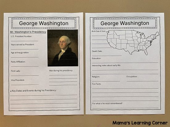 U.S. Presidents Research Project - Mamas Learning Corner