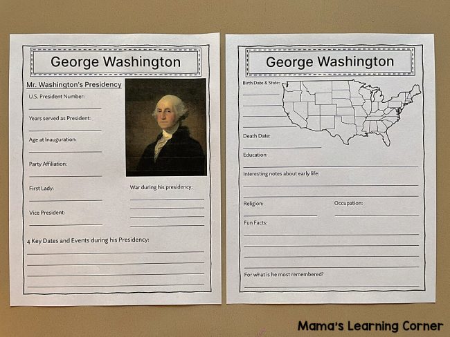 U.S. Presidents Research Project - Mamas Learning Corner