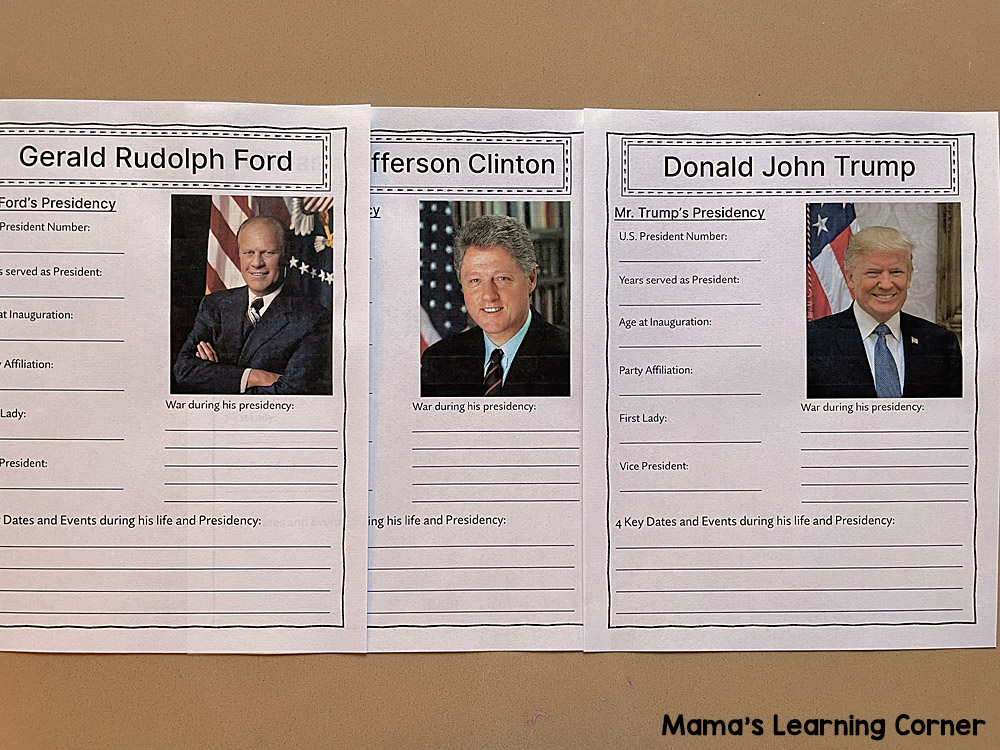 U.S. Presidents Research Project - Mamas Learning Corner