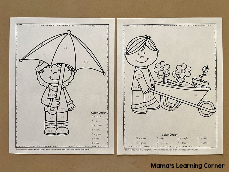 Color By Number Worksheets for April - Mamas Learning Corner