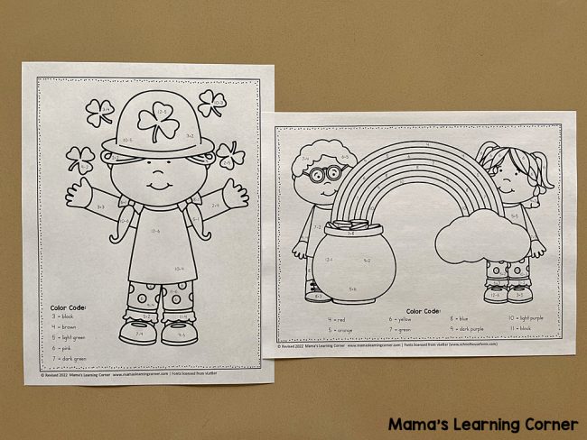 Color by Number Worksheets for March: St. Patrick's Day! - Mamas ...