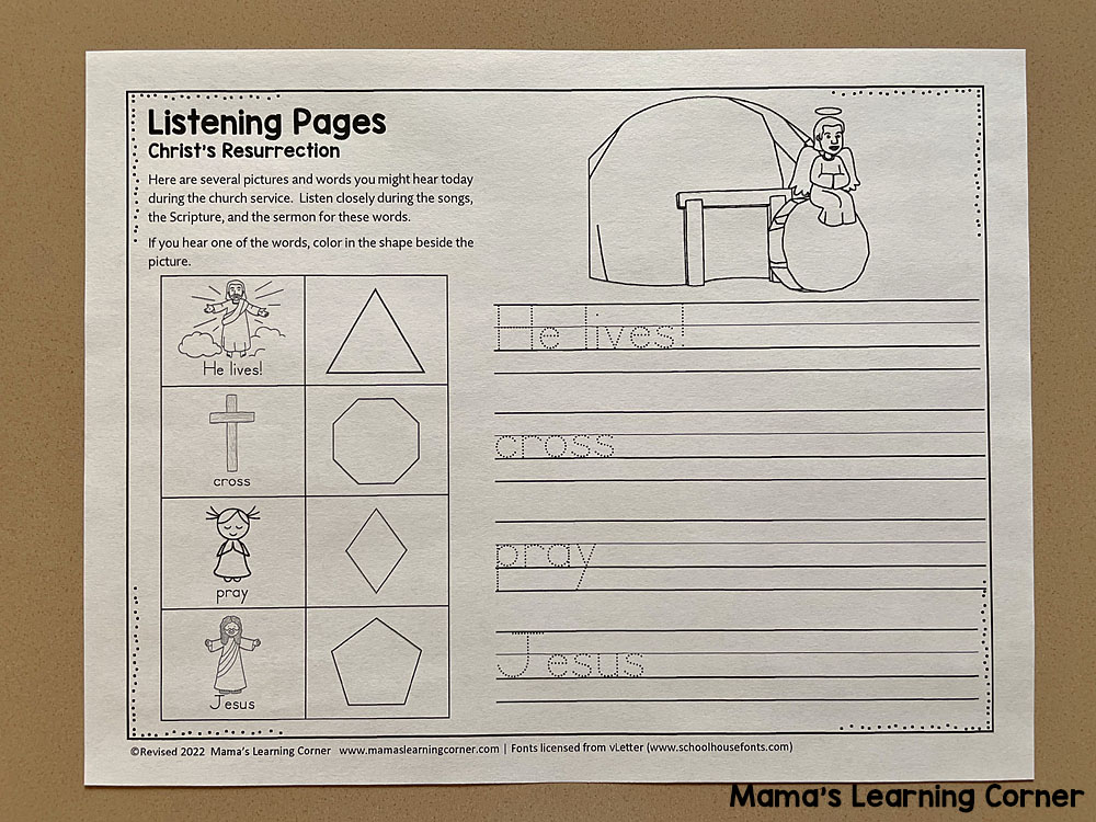 Christian Easter Sermon Listening Pages for Non-Readers - Mamas ...