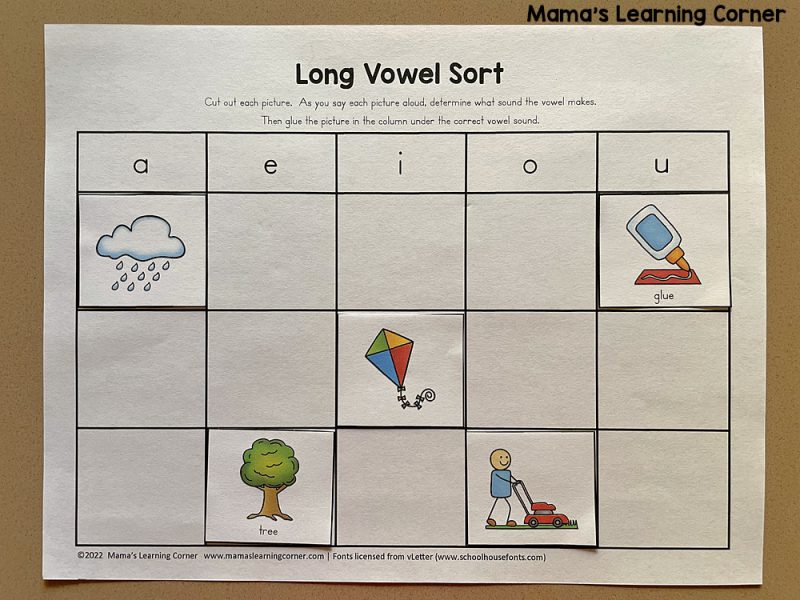 Long Vowel Sorting Activity - Mamas Learning Corner