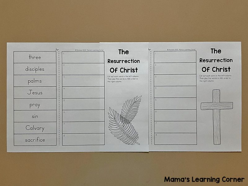 ABC Order Worksheet: The Resurrection of Christ - Mamas Learning Corner