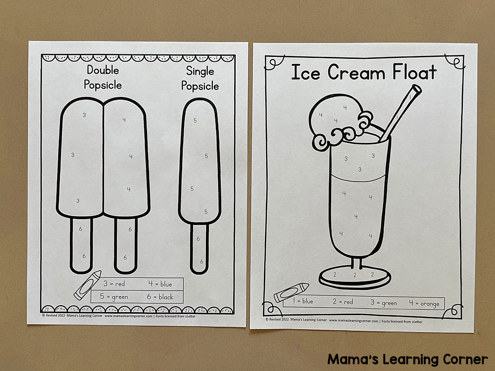 Color By Number Worksheets for Preschool: Ice Cream! - Mamas Learning ...