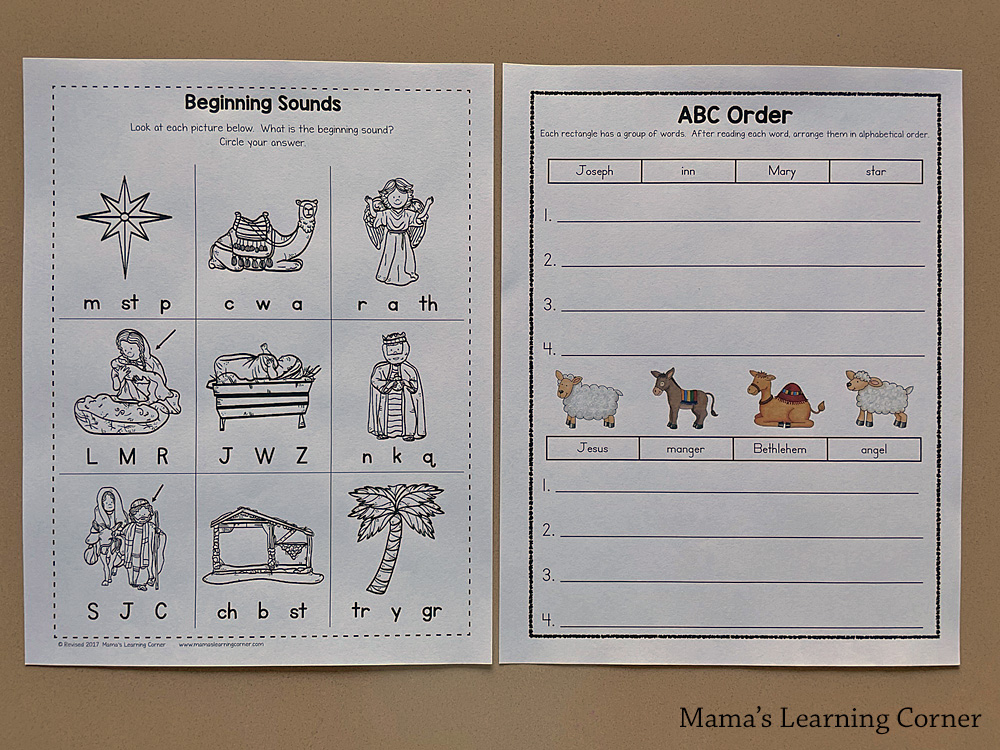 Nativity Worksheets for Kindergarten and First Grade - Mamas Learning ...
