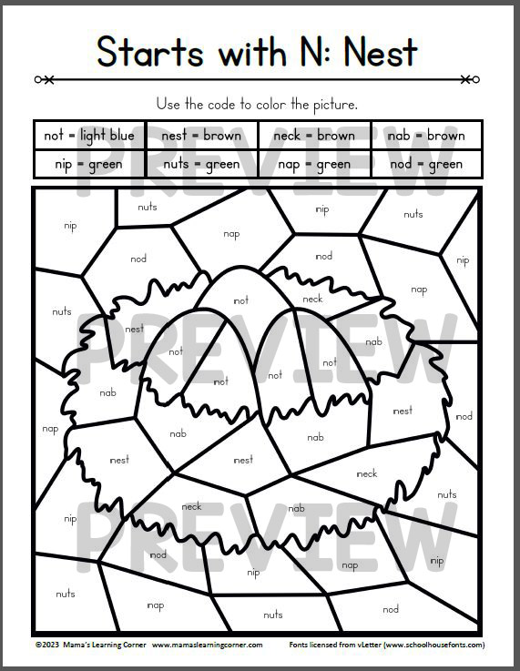 Color By Code Alphabet Beginning Sound Worksheets - Mamas Learning Corner