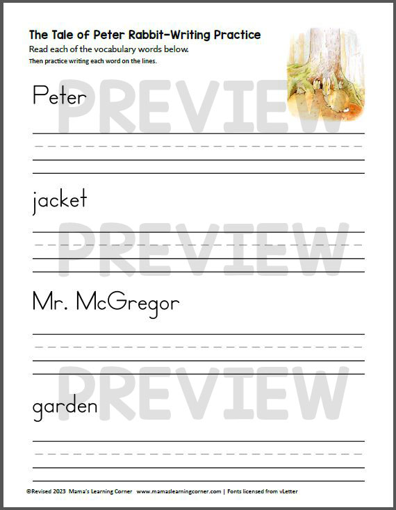 The Tale of Peter Rabbit Printable Activities - Mamas Learning Corner