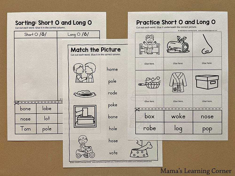 Short O and Long O Worksheets - CVC and CVCe - Mamas Learning Corner