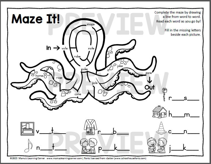 Short O and Long O Worksheet Packet - Mamas Learning Corner