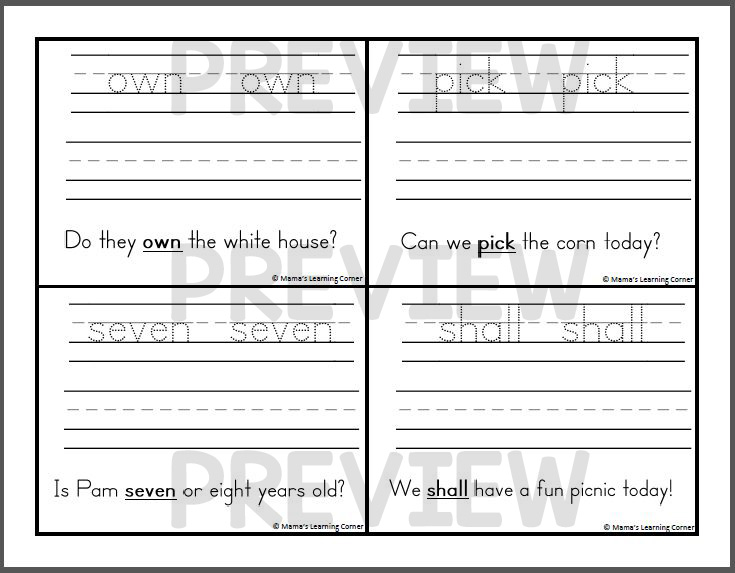 Dolch Sight Word Tracing and Writing Cards - Mamas Learning Corner
