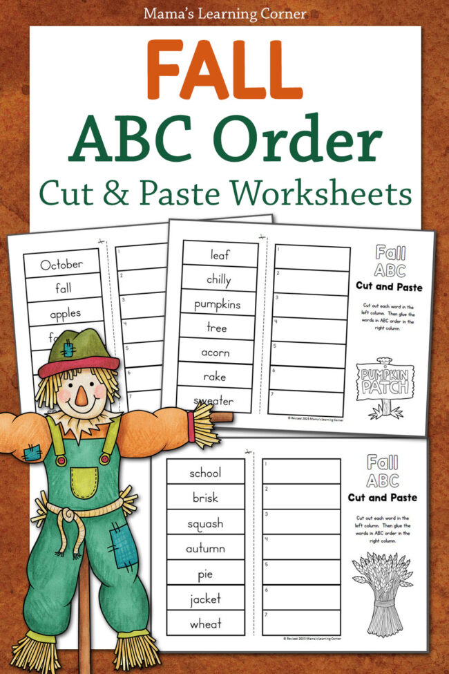 Fall ABC Order Worksheets: Cut and Paste - Mamas Learning Corner