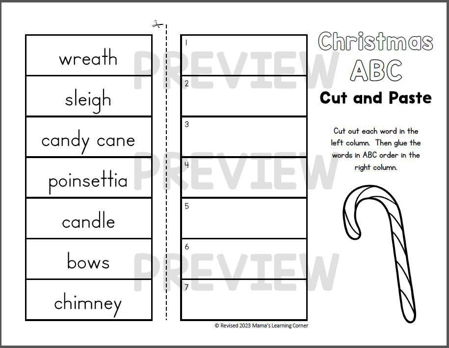 Holidays of the Year ABC Order Cut and Paste Worksheet Packet - Mamas ...