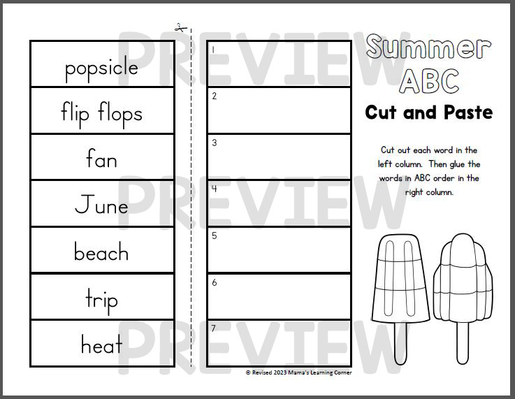 Seasons of the Year ABC Order Cut and Paste Worksheet Packet - Mamas ...