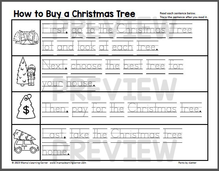 How to Buy a Christmas Tree Sequencing Activities - Mamas Learning Corner