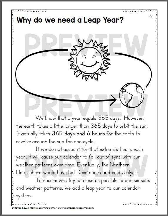 Leap Year 2024 Coloring Pages - Mamas Learning Corner