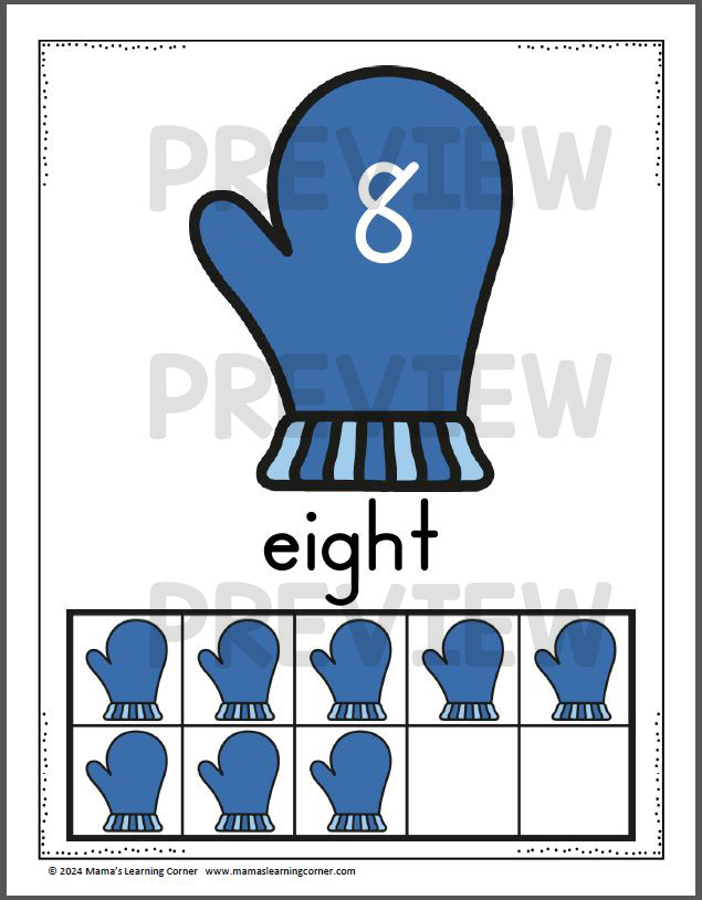 Mitten Number Wall Cards with Ten Frames - Mamas Learning Corner