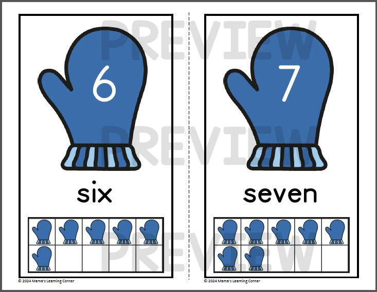 Mitten Number Wall Cards with Ten Frames - Mamas Learning Corner