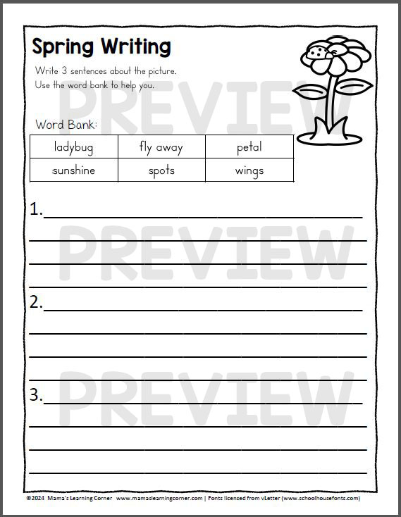 Spring Writing Prompts Worksheets - Mamas Learning Corner