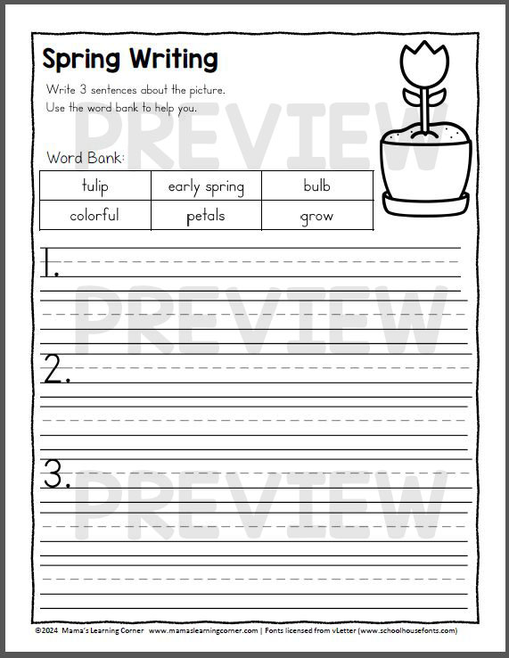 Spring Writing Prompts Worksheets - Mamas Learning Corner