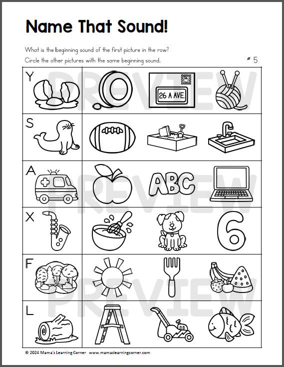 Beginning Sounds Worksheets Match the Picture - Mamas Learning Corner