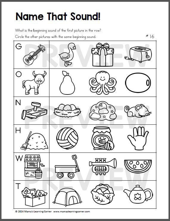 Beginning Sounds Worksheets Match the Picture - Mamas Learning Corner