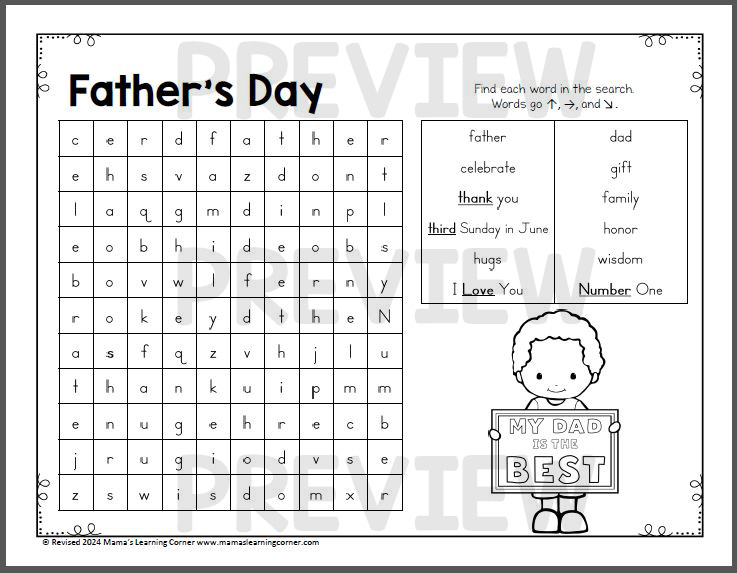 June Word Search Packet – Father’s Day, Fishing, Picnic, D-Day, Pool ...