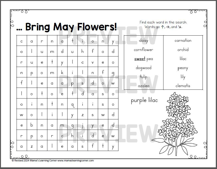 May Word Search Packet – Mother’s Day, Memorial Day, Strawberries ...