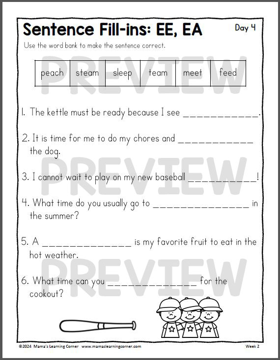 1st Grade Weekly Worksheet Packet #2 - Mamas Learning Corner