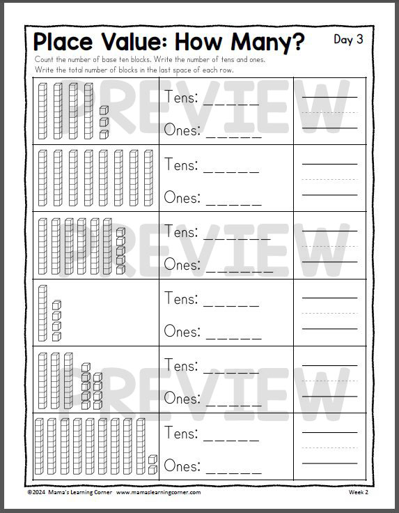 1st Grade Weekly Worksheet Packet #2 - Mamas Learning Corner
