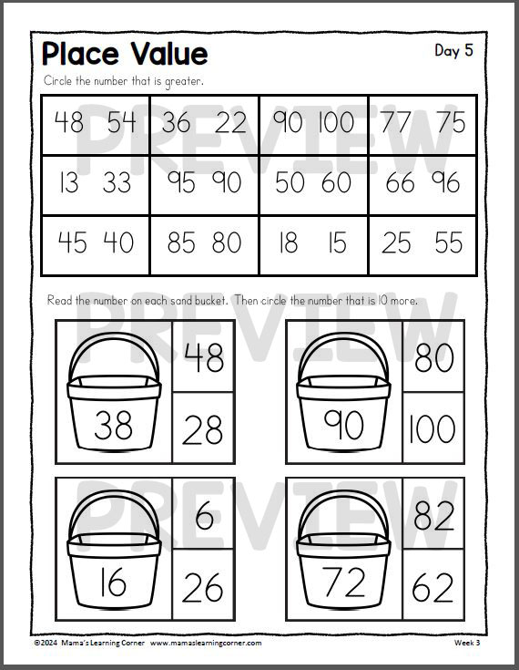 1st Grade Weekly Worksheet Packet #3 - Mamas Learning Corner