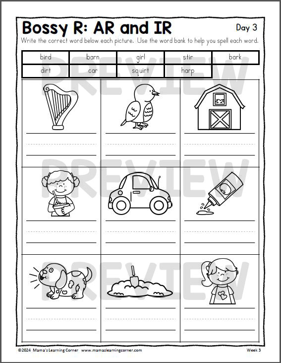 1st Grade Weekly Worksheet Packet #3 - Mamas Learning Corner