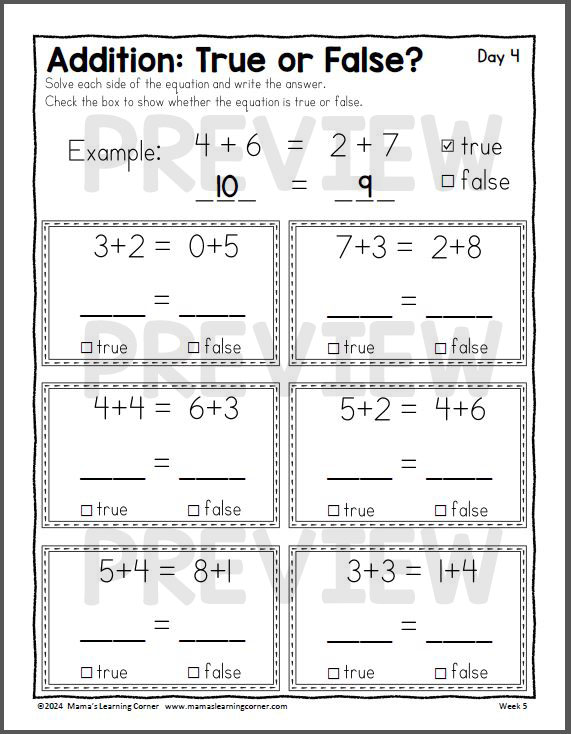 1st Grade Weekly Worksheet Packet #5 - Mamas Learning Corner